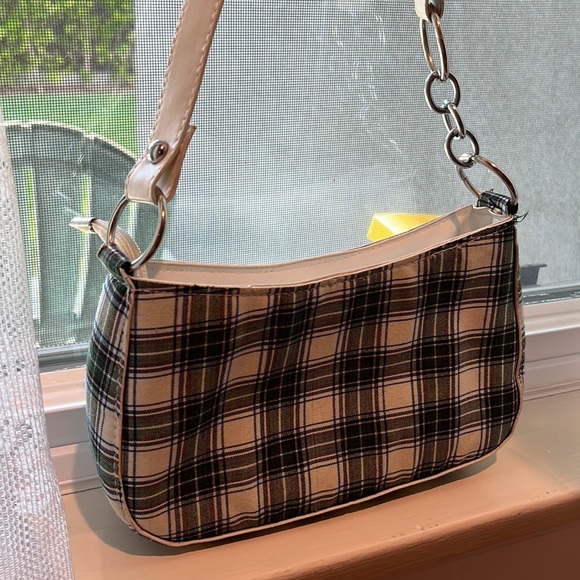 Bags | Green And White Checkered Bag | Poshmark